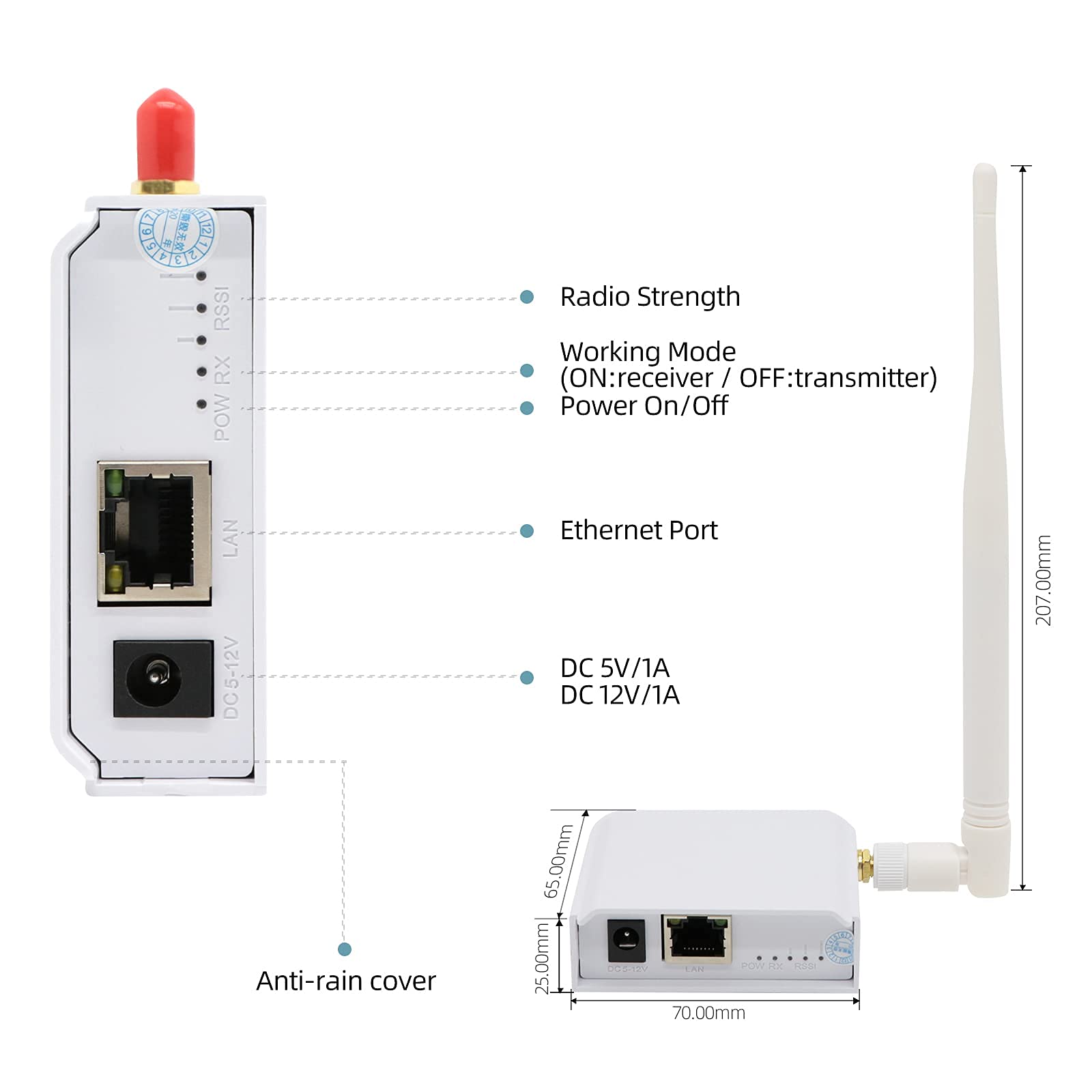 JeaTone Wireless Bridge Point to Point Outdoor,1000M 2.4G Internet Bridge,Strong WiFi Signal Extender,Wireless Transmitter Receiver Bridge Router Network NVR for Security System IP Cameras Computer