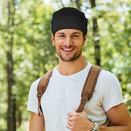 4 Pcs Satin Lined Sleep Bonnet Silk Sleep Cap Slouchy Beanie Hat Night Sleeping Head Wrap for Women Men Curly Hair(Dark Colors)