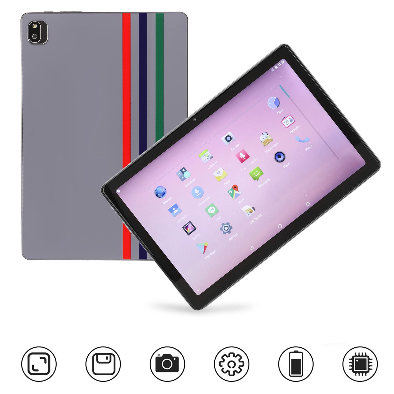 10.1 Inch Tablet for Android 11 Tablet PC Dual Speakers 8 Core CPU for Home Use (EU Plug)