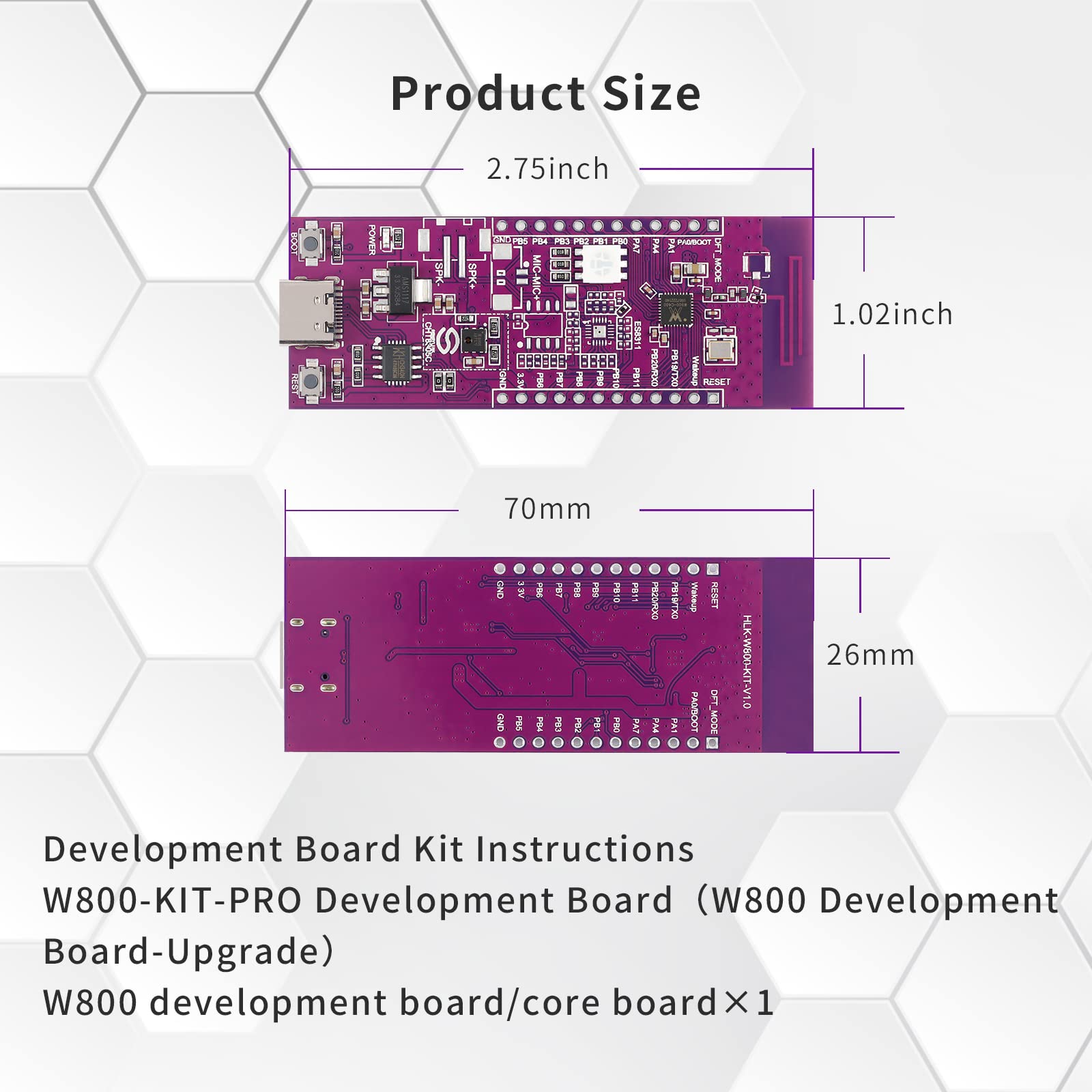 000 EC Buying W800-KIT-PRO Development Board Chip Integrates 32-Bit CPU Processor, Embedded STM32 Microcontroller/MCU Multi-Functional Development Board WiFi BT I2C 12S SPI Suitable for Smart Home