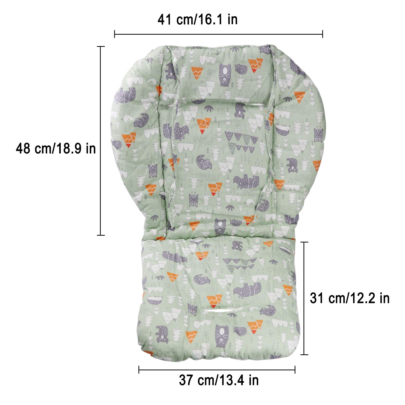 Baby High Chair Cushion, Thick Pad for Wooden High Chair, Baby Dining Chair Liner Mat (Green Forest)