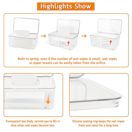 Flenpptly Baby Wipes Dispenser, Wipe Holder Wipes Container Large Capacity Keep Wipes Fresh & Easy to Open (Transparent)