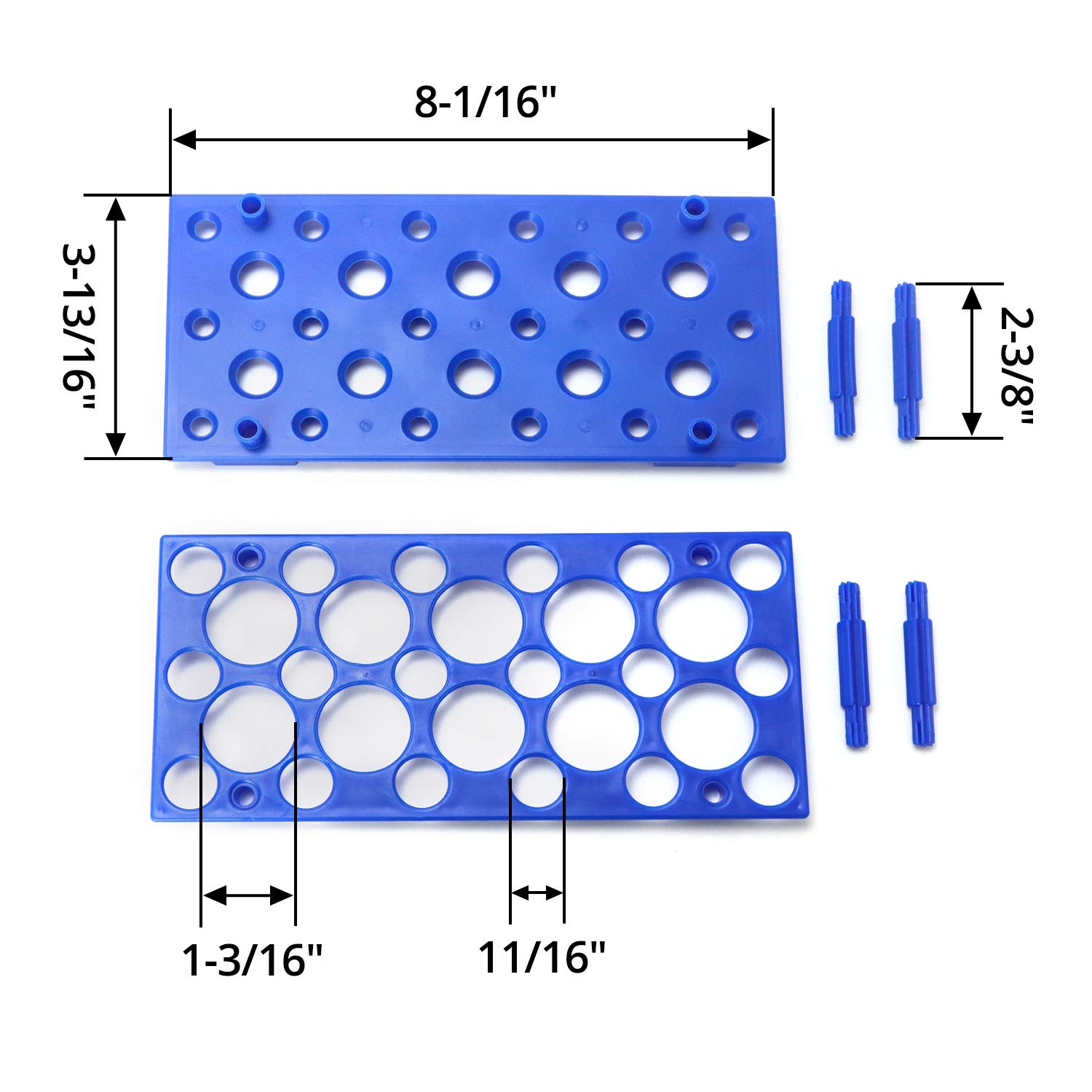 QWORK Centrifuge Tube Holder Set - Plastic Test Tube Rack (2 Pack) in Blue and Orange, Accommodates 10ml, 15ml, and 50ml Tubes, Detachable Stand