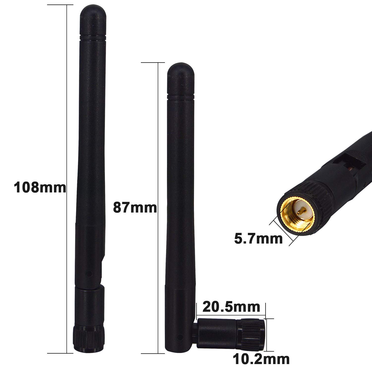 Kaunosta SMA WiFi Antenna Aerial External Omnidirectional Antenna 3db with 50CM IPX1.13 to SMA Female Pigtail Extension Cable for Computer Wireless Network Card Security IP Camera 4PCS