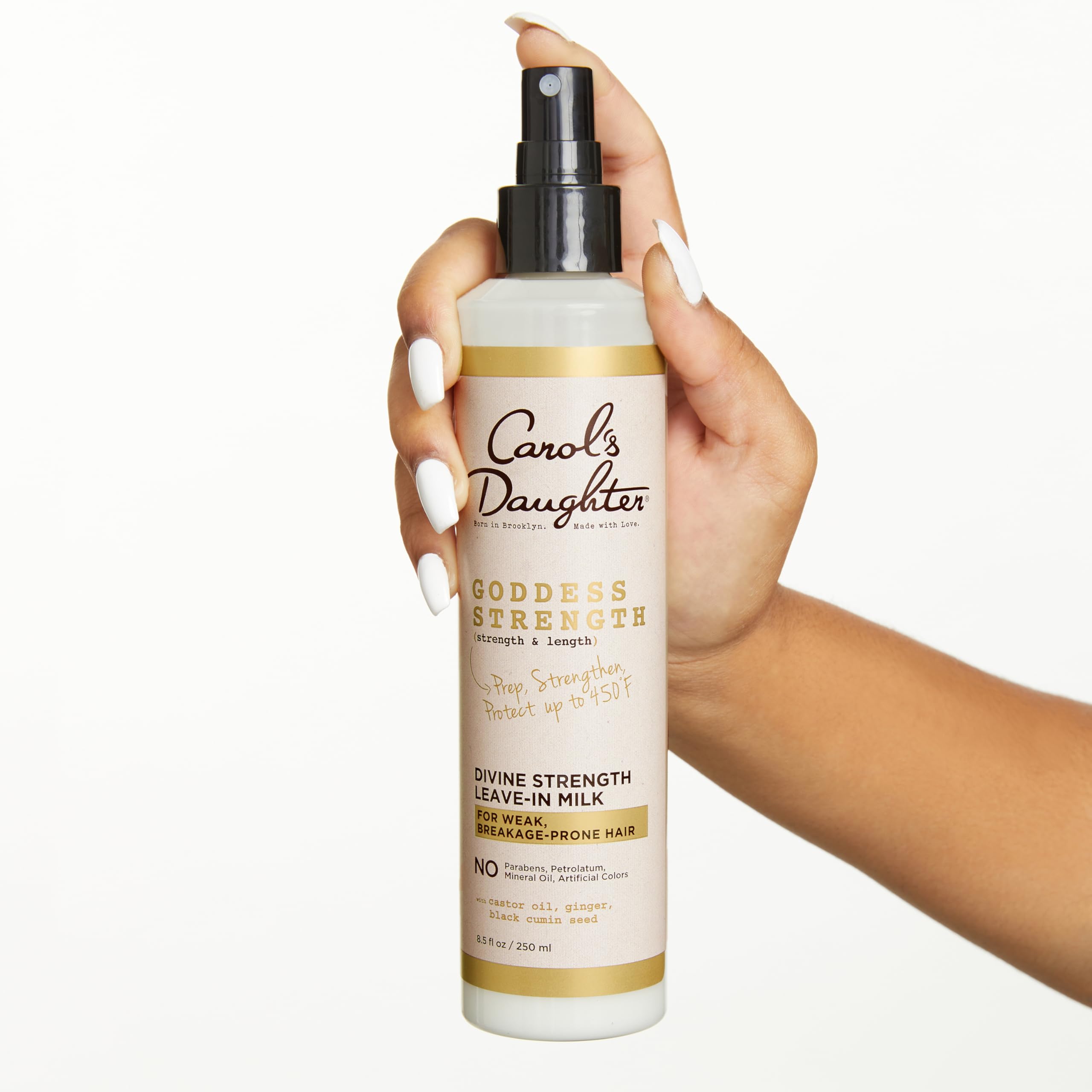 Carol's Daughter Leave In Conditioner, 8.5 Fluid Ounces, Goddess Strength Divine Strength Hair Milk with Castor Oil for Weak, Wavy, Coily and Curly Hair