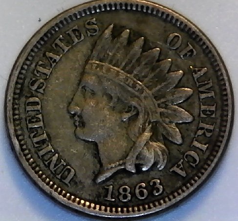 1863 P Indian Head Civil War Coin Comes in a plastic holder Penny Cent Good-Very Good