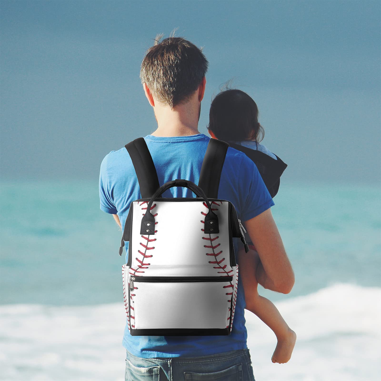 Diaper Bag Baseball Backpack, Large Capacity Baby Bag Maternity Backpack Nappy Bags, Multifunction Waterproof Diaper Bags Casual Travel Daypack for Mom Dad