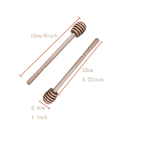 50 Pcs Wooden Honey Dipper Stick Collecting Dispensing Drizzling Jam Portable Wedding Party (6 inch)