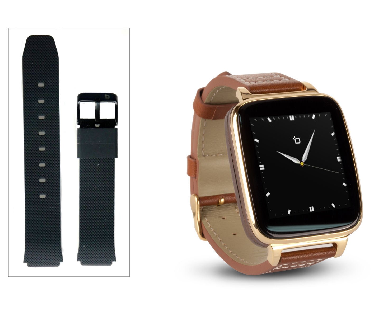 Beantech Gold Engage Plus Smartwatch for iOS and Android with 8GB of Music Storage and Leather Strap