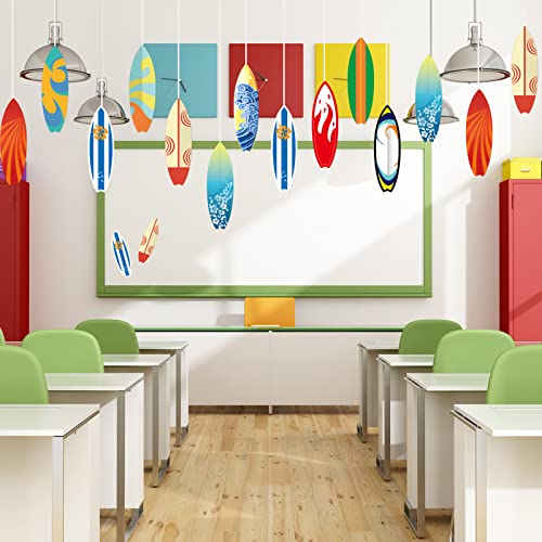 60 Pieces Surfboards Cut Out Accents Tropical Beach Decorations Hawaii Cutouts Paper Surfboard Sign for Summer Bulletin Board Classroom School Surf Party