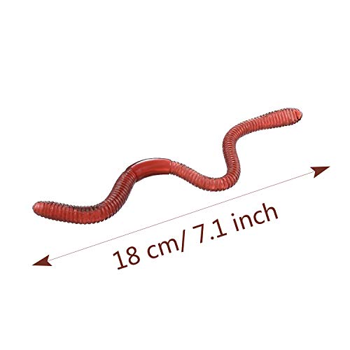 Cotiny 60 Pieces Fake Earthworm Faux Trick Toy Plastic Soft Stretchy Realistic Earthworms Simulated Fishing Lures Baits for Halloween Decoration