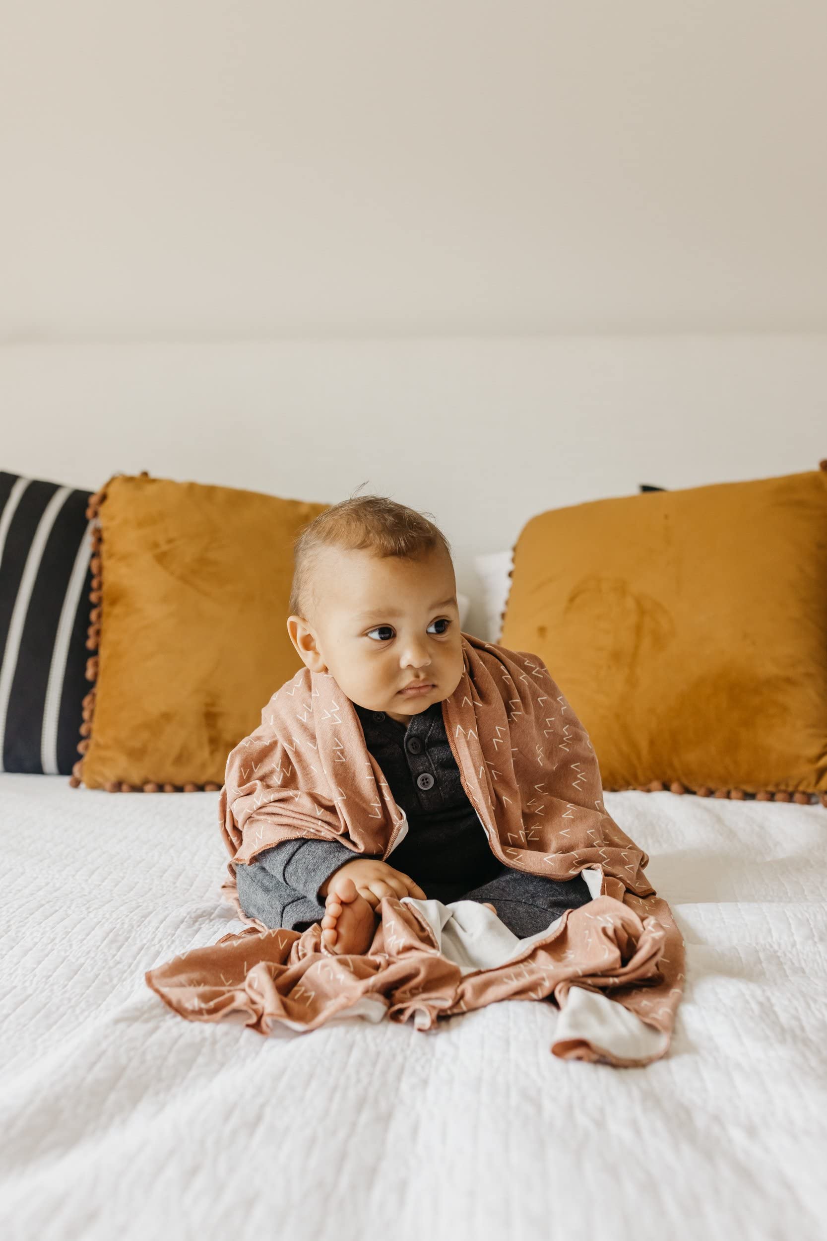 Large Premium Knit Baby Swaddle Receiving Blanket"Rocky" by Copper Pearl