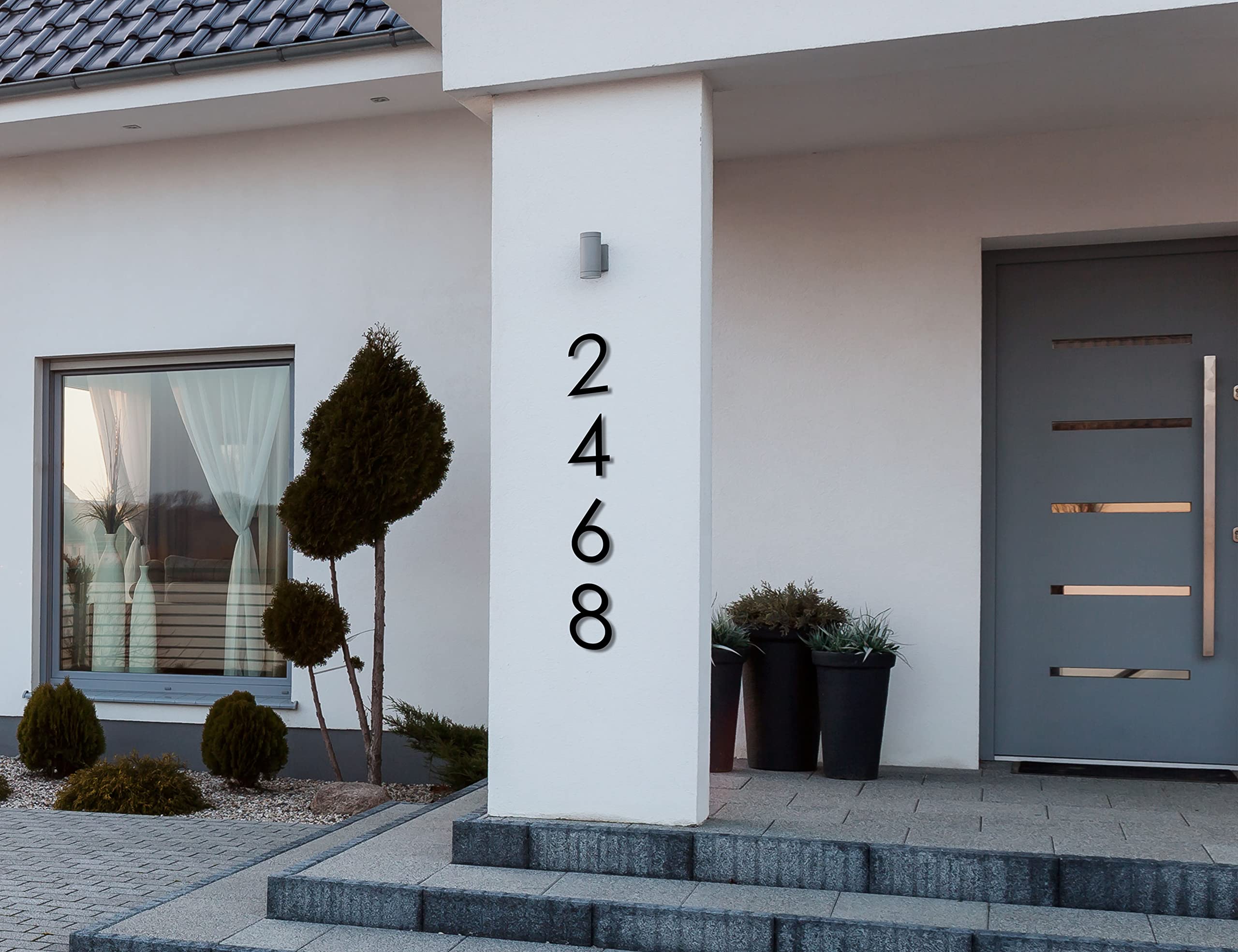 12 Inch Modern Floating House Numbers for Outside | Large Metal House Numbers for Outdoors | Black Coated Rust-Proof Home Address Numbers/Plaques | Metal Numbers