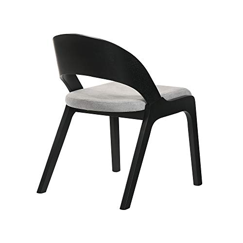 Armen Living Polly Mid-Century Modern Dining Accent Chairs Finish Fabric-Set of 2, 20" Wide, Black/Grey