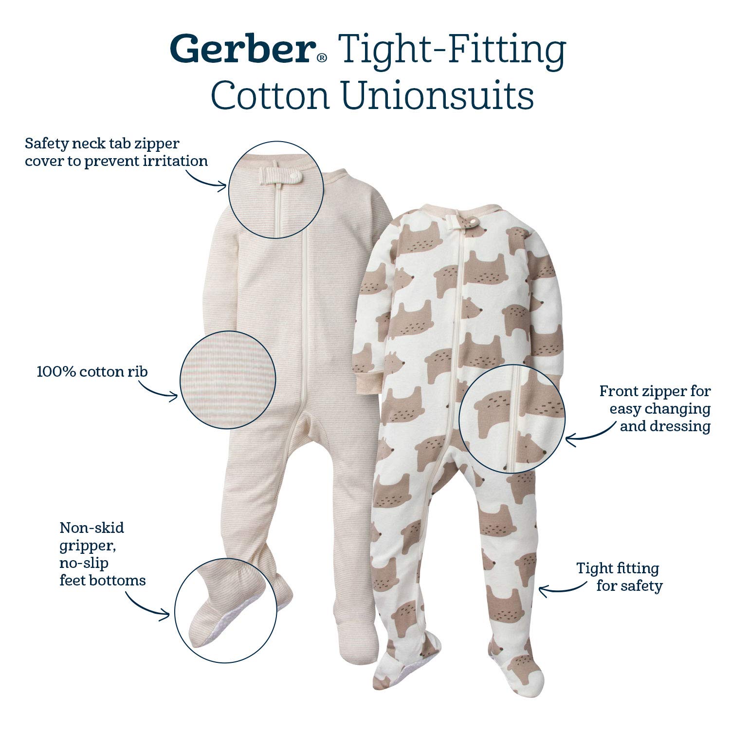 Gerber Baby Boys' 2-Pack Footed Pajamas, Blue Earth, 12 Months