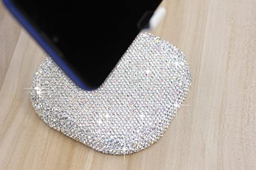 CARCHILE Bling Rhinestone Crystal Phone Stand, Adjustable Cell Phone Stand, Phone Holder for Desk, Desktop Holder, Cradle Compatible with iPhone X Plus 11 Pro Max Samsung Smartphones SL (White)