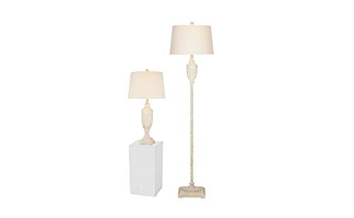 Catalina 22798-000 Rustic Farmhouse Faux Wood Urn Floor Lamp, 59", Distressed White