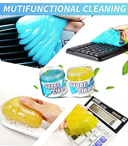 Adhjito Cleaning Gels with 6 Cleaning Kit, Car Interior Cleaner Putty for Keyboard Cleaner, PC Tablet Laptop Keyboard, Car Vents, Printers, Calculator（4 Pack）