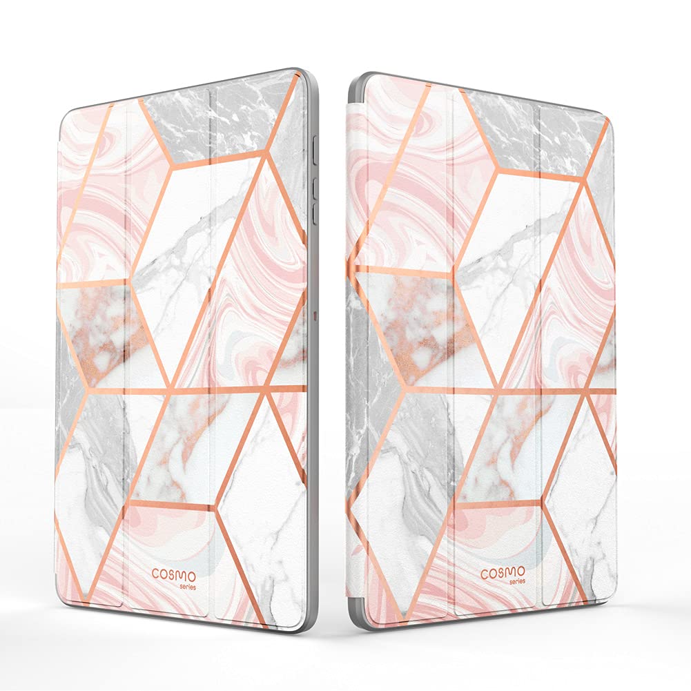 i-Blason Cosmo Case for Samsung Galaxy Tab S7 FE 12.4" 2021 Release Only, Full-Body Trifold with Built-in Screen Protector Protective Smart Cover with Auto Sleep/Wake & Pencil Holder (Marble)
