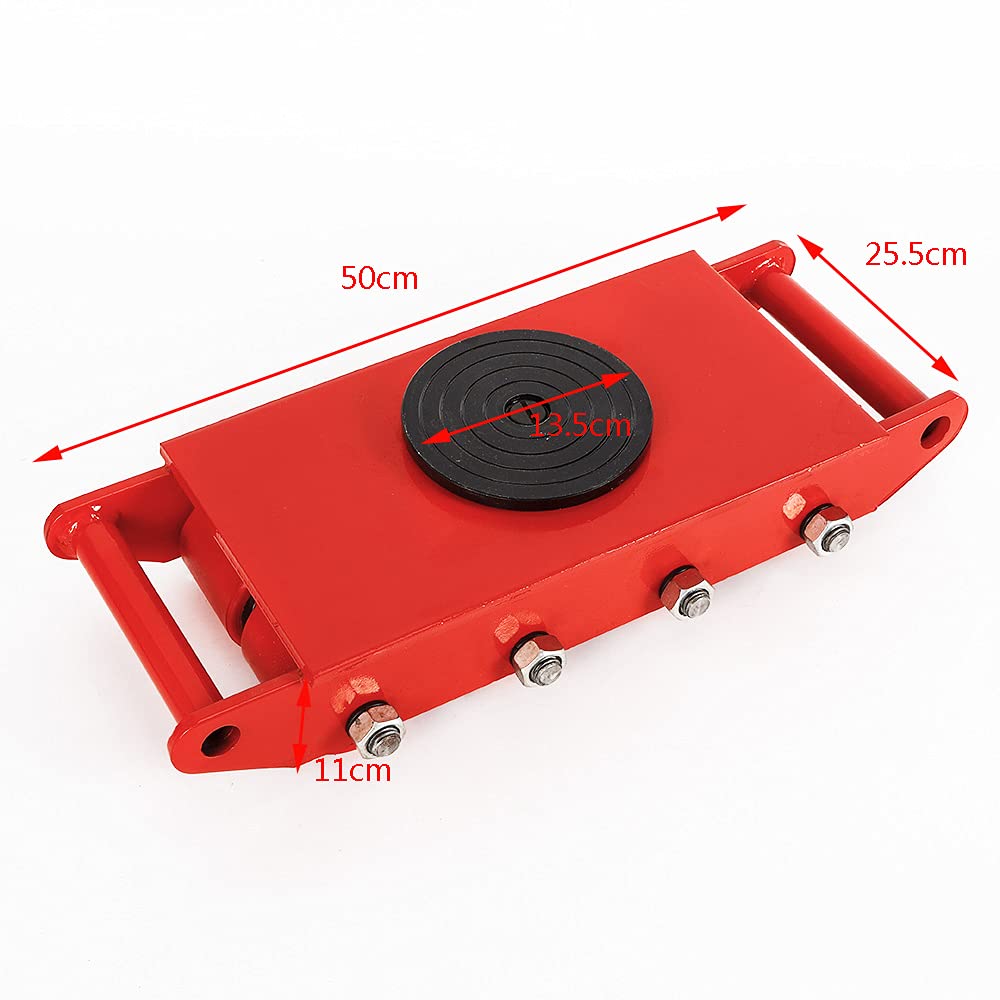 12T Machine Dolly Skate, 26400lbs Machinery Moving Skate, Machinery Mover Skate with 8 Rollen 360° Rotation, Heavy Duty Machine Skate for Industrial Moving Equipment (Red)