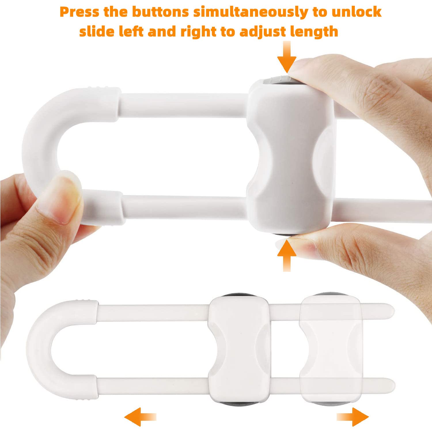 10 Pieces Sliding Cabinet Locks, U-Shaped Baby Proofing with Adjustable Kids Safety Lock, Secure and Easy to Use Childproof Latches for Handles Knobs Kitchen Storage Drawers Cupboard Fridge, Black