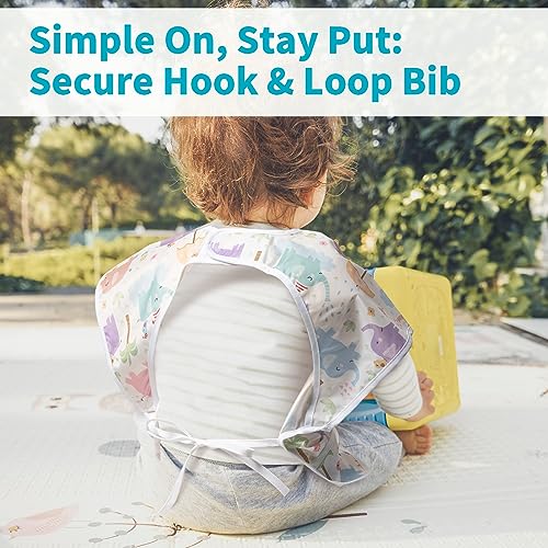 Baby Noah 3 Pcs Short Sleeved Bib - Baby and Toddler Smock Bibs for Boys and Girls - Waterproof Bib with Pocket| 6-36 Months