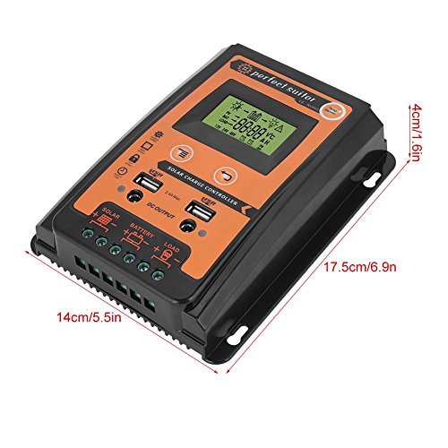 12V/24V 30A/50A/70A Intelligent Solar Panel Contrller MPPT LCD Display Solar Charge Controller Solar Battery Regulator Dual USB Port(30A)