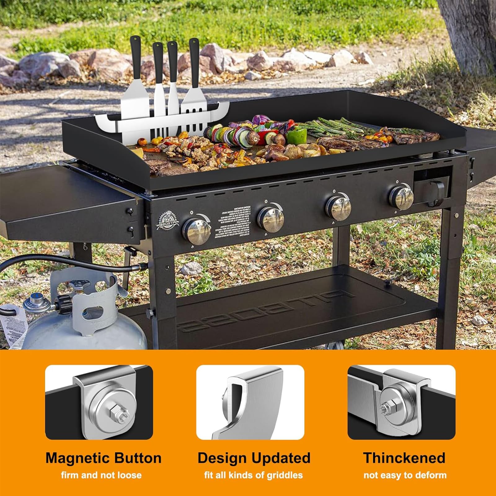 10 Inch Griddle Spatula Holder, Stainless Steel Grill Barbecue Tool Rack Curved Design, Griddle Accessories for Blackstone Flat Top Griddle and Other Grill Griddles (1 Pcs)