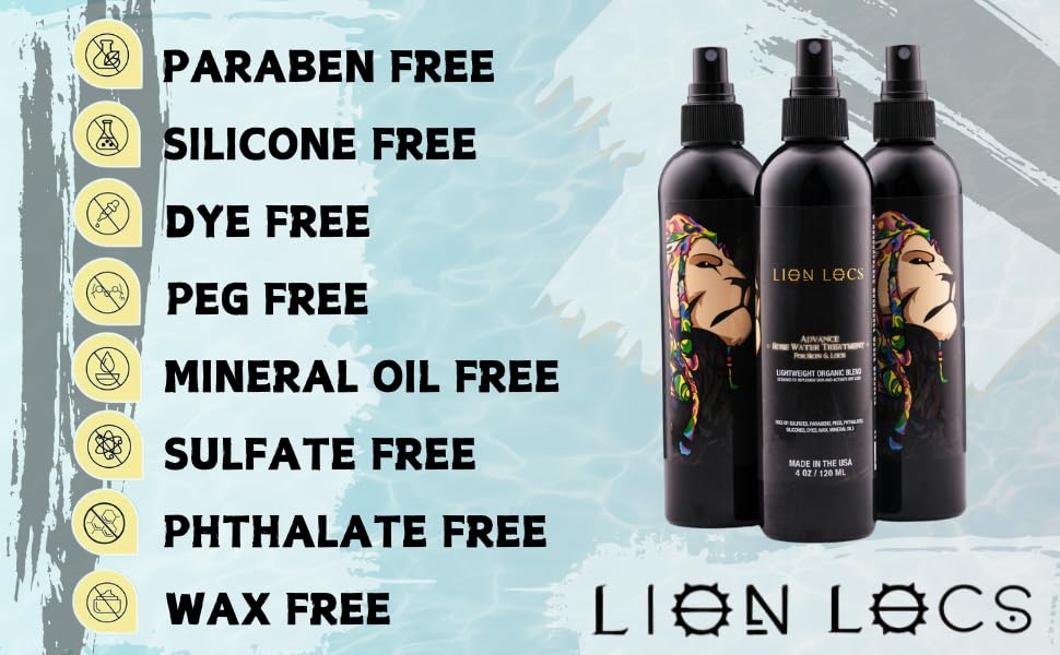 Lion Locs Rosewater Spray for Dreads and Locs - Organic Vegan Conditioner with Aloe, Oils, Vitamins, and Glycerin