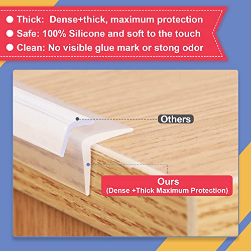 Edge Protector 100% Silicone, Soft Corner Protectors for Kids, Baby Proofing, 3.3ft Pre-Tape Adhesive Edge Guard for Kids Safety, Child Drawer Furniture Cabinet Bumper (0.6x0.6in(Width))