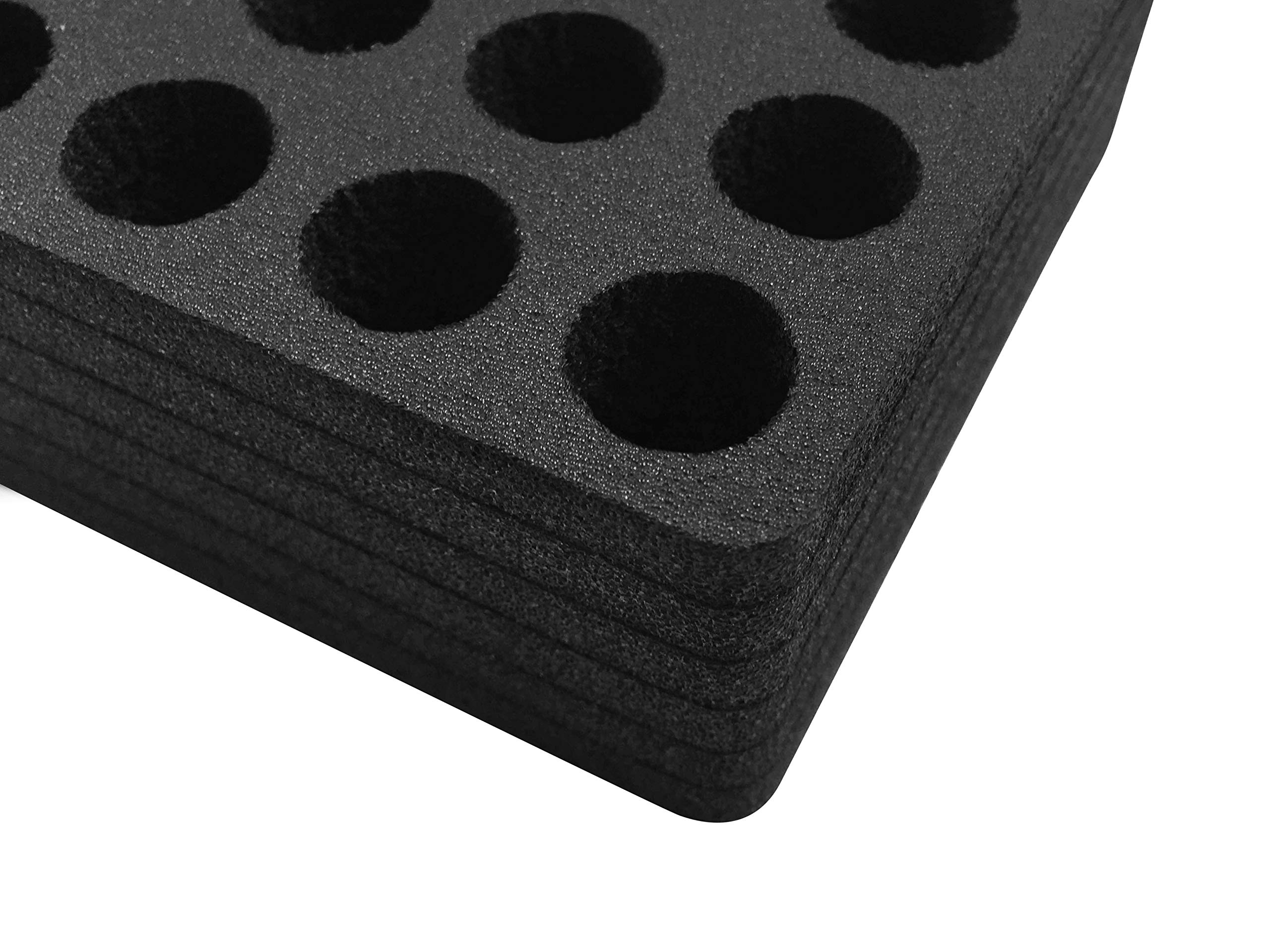 Polar Whale Test Tube Organizer Black Foam Storage Rack Stand Transport Holds 25 Tubes Fits up to 17mm Diameter Tubes