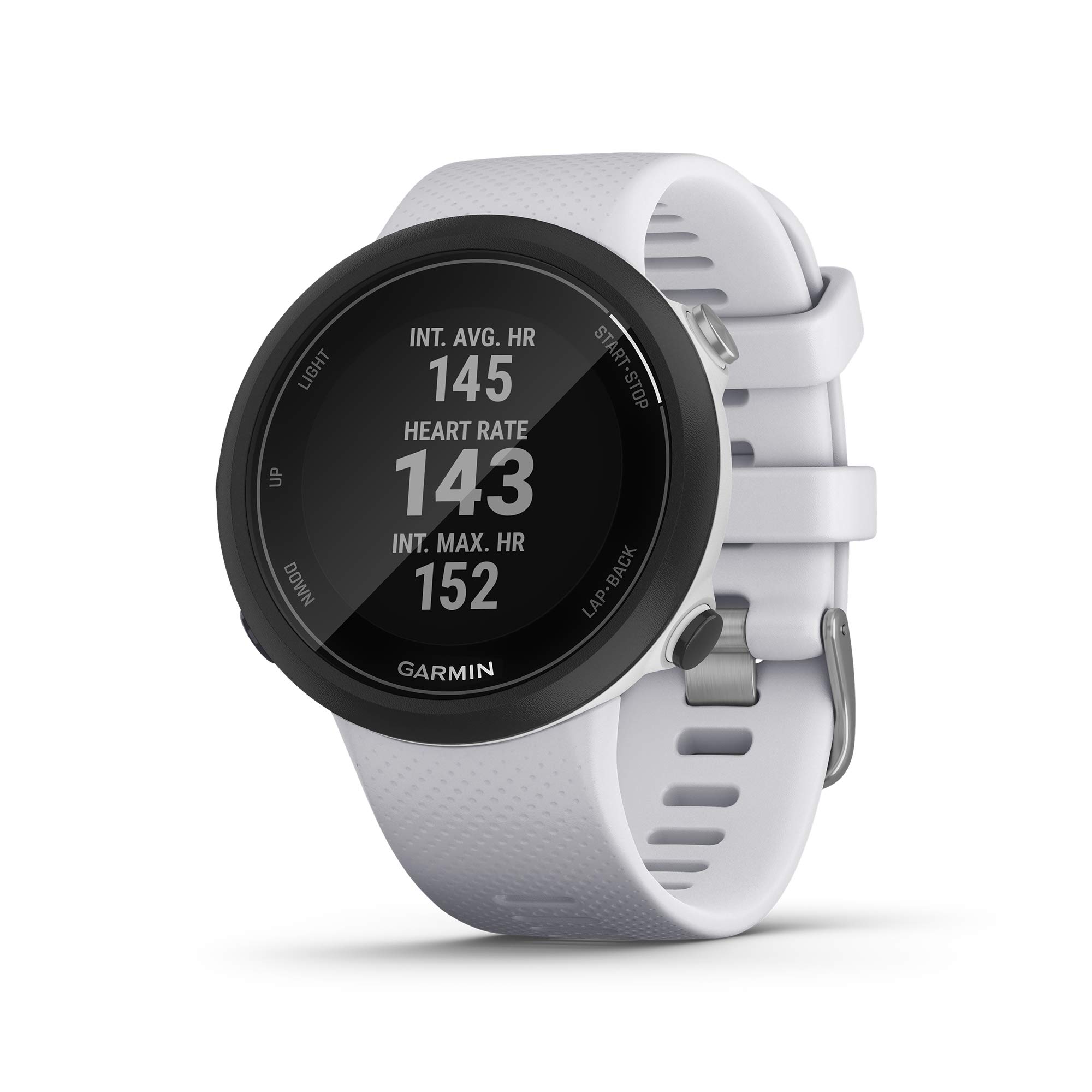 Garmin Swim 2, GPS Swimming Smartwatch for Pool and Open Water, Underwater Heart Rate, Records Distance, Pace, Stroke Count and Type, White (Renewed)