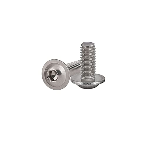Adiyer 25pcs M6-1.0 x 12mm Flanged Button Head Socket Cap Screws, 304 Stainless Steel, Full Thread, Allen Socket Drive Bolts