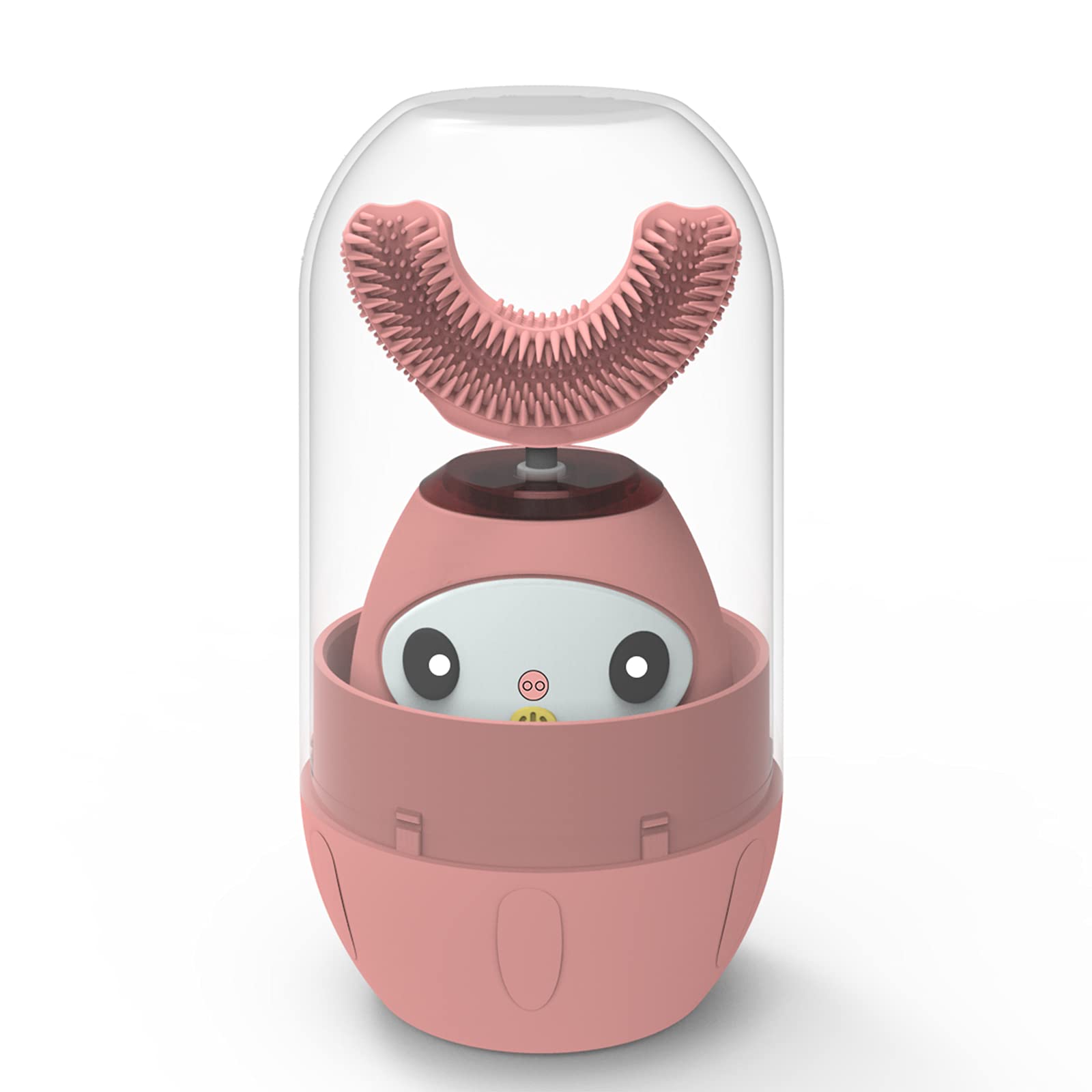 CATLION U Type Sonic Whole Mouth Toothbrush,Children's Ultrasonic Toothbrushes,Kids Electric Toothbrush,360 Whitening and Cleaning Teeth,Ipx8 Waterproof,4 Gear Mode,Pink,3-7years