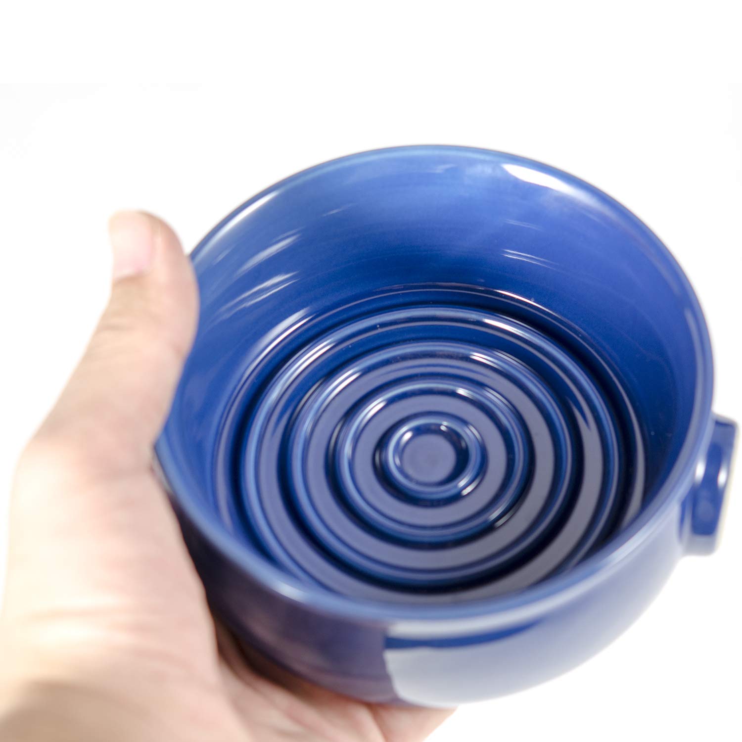 Grandslam Shaving Soap Bowl for Men, Wide Mouth, Ceramic, Easier to Lather and Clean, Non-slip Handle, Handmade Pottery Cup for Soap and Cream