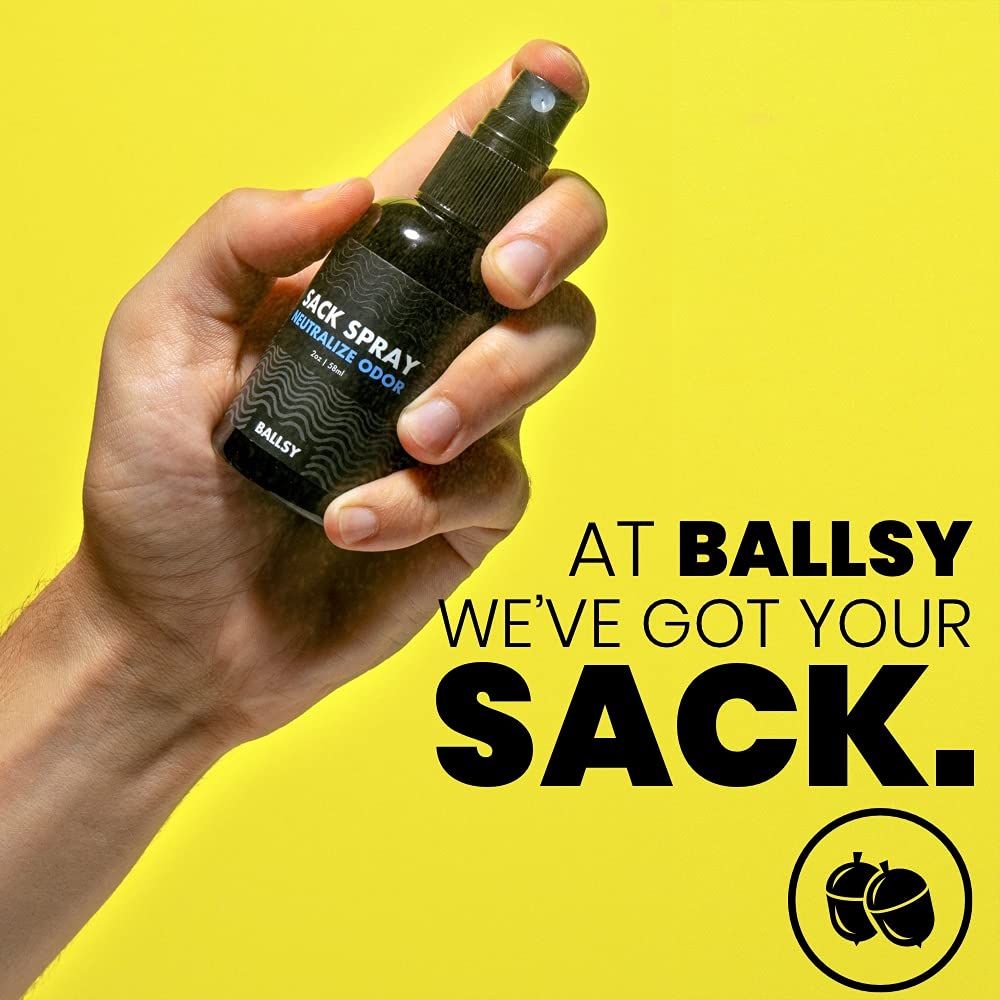 Ballsy Body & Groin Spray β Deodorant for Men - Neutralize Odor & Skin Irritation w/Tea Tree & Aloe Vera Extracts - Cruelty, Sulfate & Paraben-Free Deodorant Spray 2 oz, 1 Pack