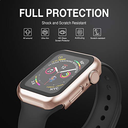Case Compatible with Apple Watch 38MM Series 3/2/1/ with Built-in Tempered Glass Screen Protector, All-Around Ultra-Thin Bumper Full Cover Hard PC Protective Case for iWatch