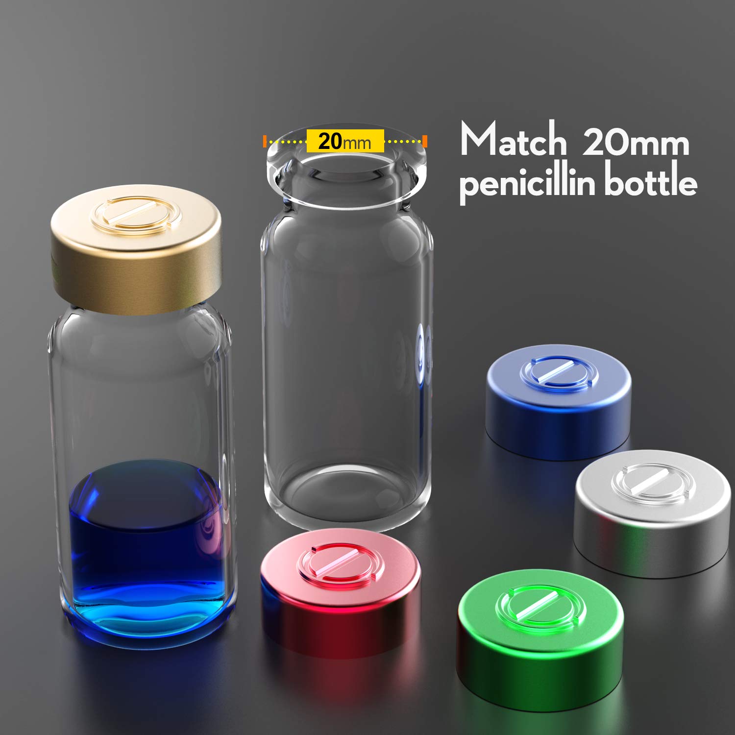 Ks-Tek 20mm Aluminium Cap for Crimp Glass Vial Aluminium Sealing Top (Red) 100pk