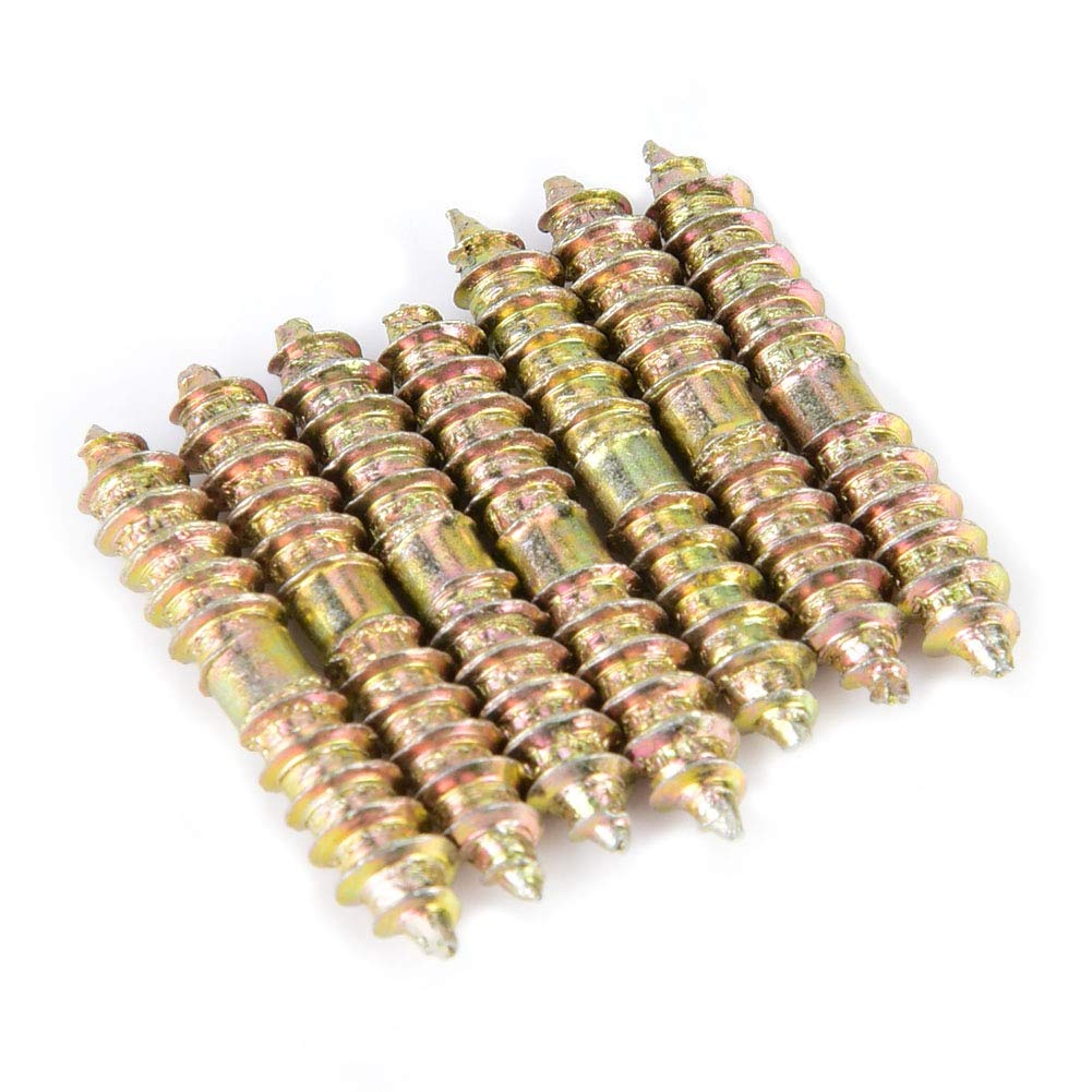 20pcs 5x30mm Double Ended Dowel Screw Self Tapping Threaded Bolts Woodworking Furniture Connector Rods Bars Studs for Furniture Assembly, Woodworking