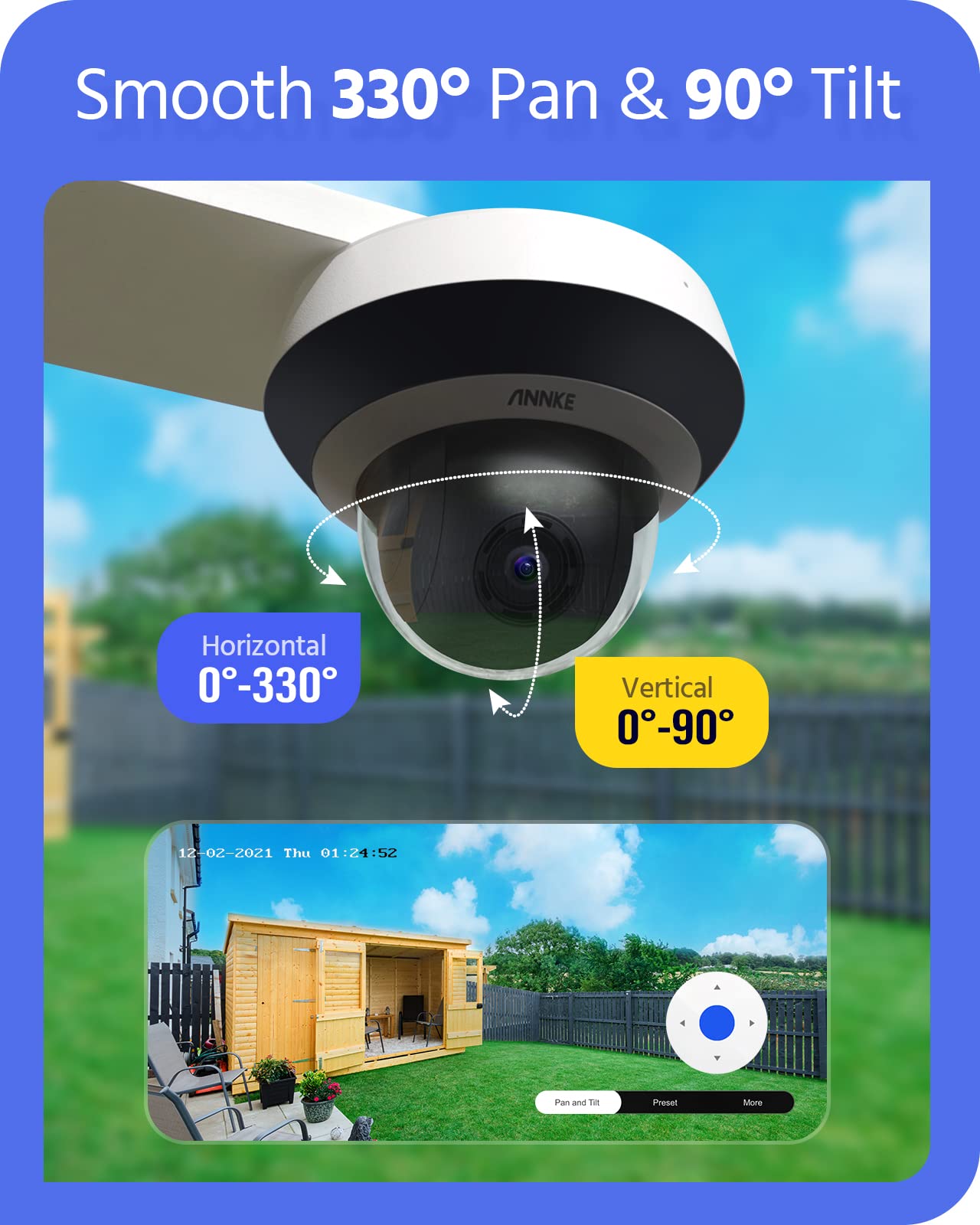ANNKE CZ400 4MP PoE IP Audio Security Camera, PTZ CCTV Dome Camera with AI Human, 4X Optical Zoom, H.265+ Color Night Vision, Pan & Tilt, Auto Focus, RTSP, IP66 Waterproof for Outdoor