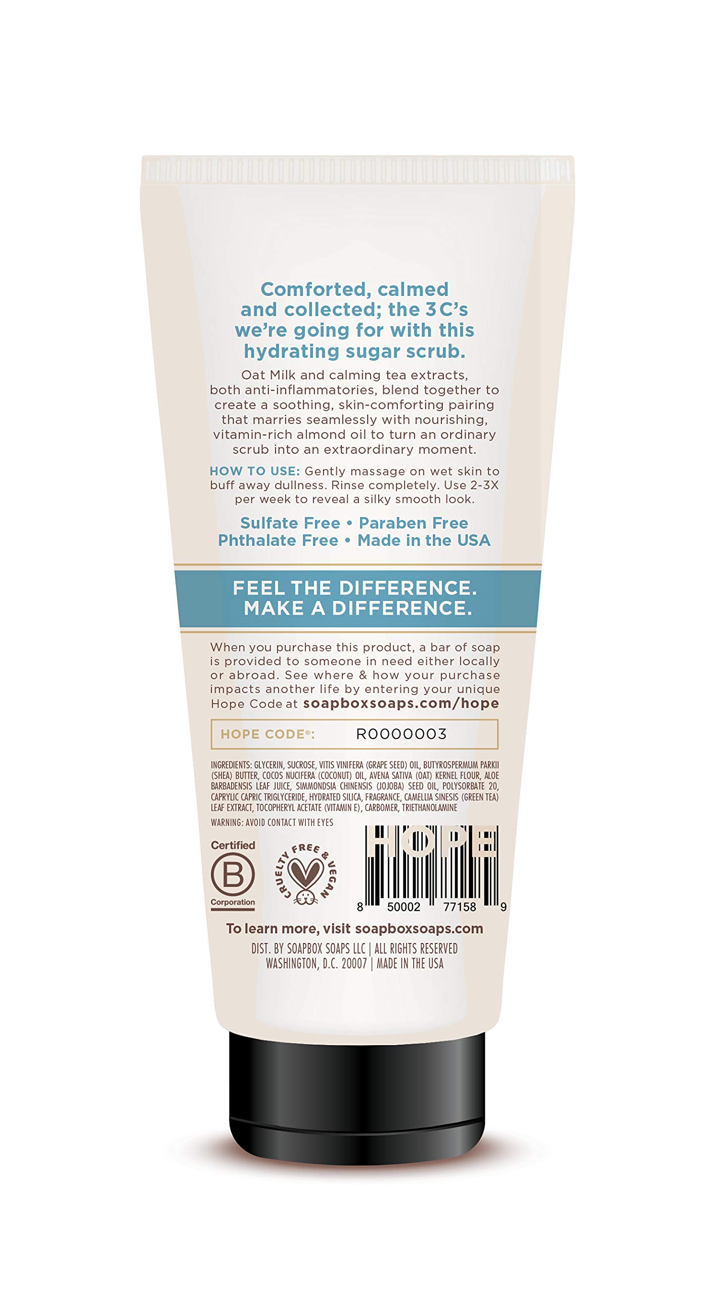 Soapbox Gentle Exfoliating Body Scrub ? Oat Milk & Chai ? 6oz ? Moisturizing Body Scrub for Visibly Smoother Skin with Coconut Oil and Oat Milk