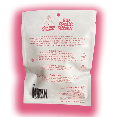Shower Candy Natural Shampoo Bar for Normal Hair | Scent: Bergamot Grapefruit | Travel and Camping Shampoo
