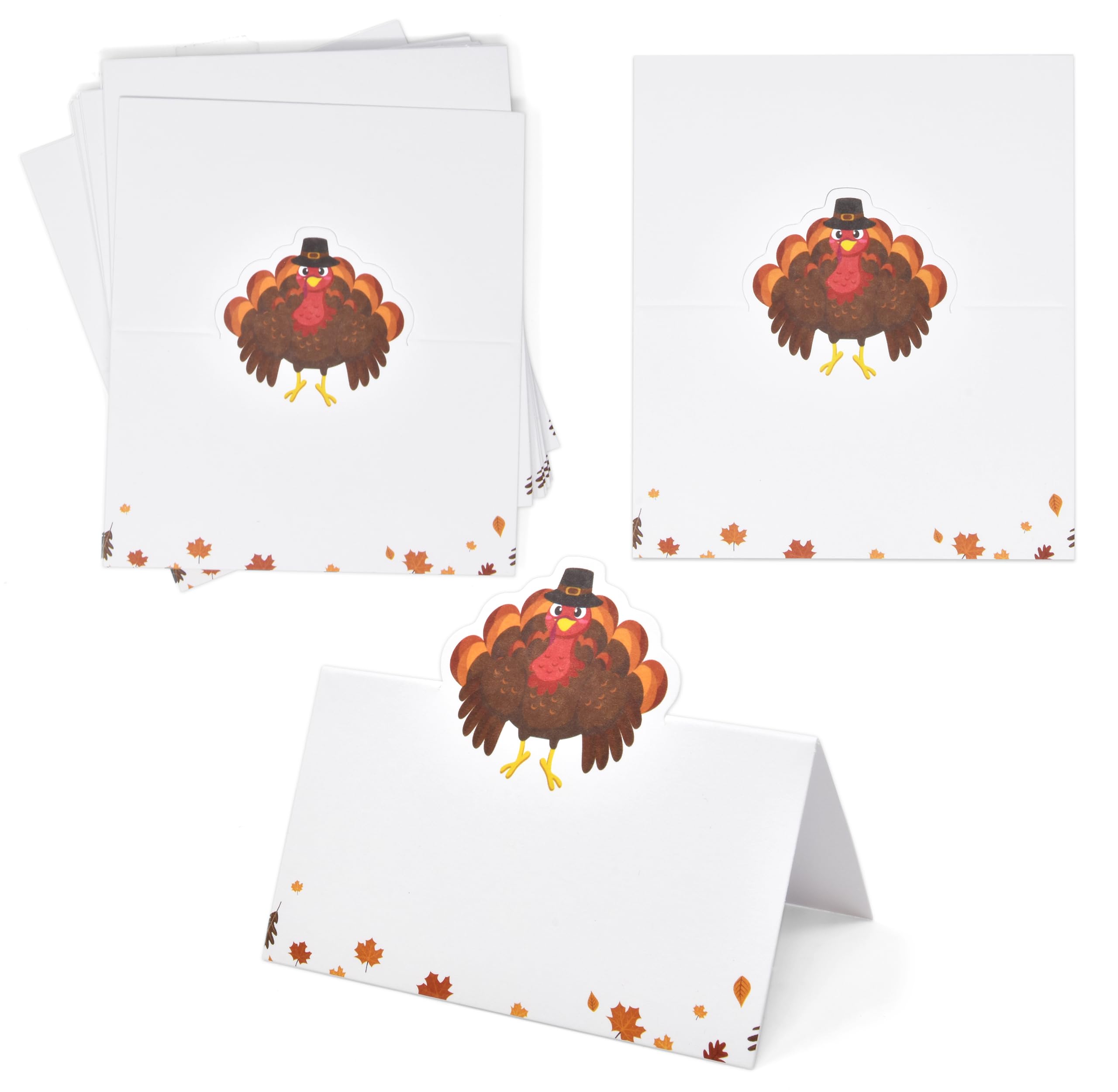 100 Pack Turkey Place Cards with Fall Thanksgiving Seating Harvest Name Card Table Setting Folded Paper Autumn Turkeys Tent for Dinner Tables