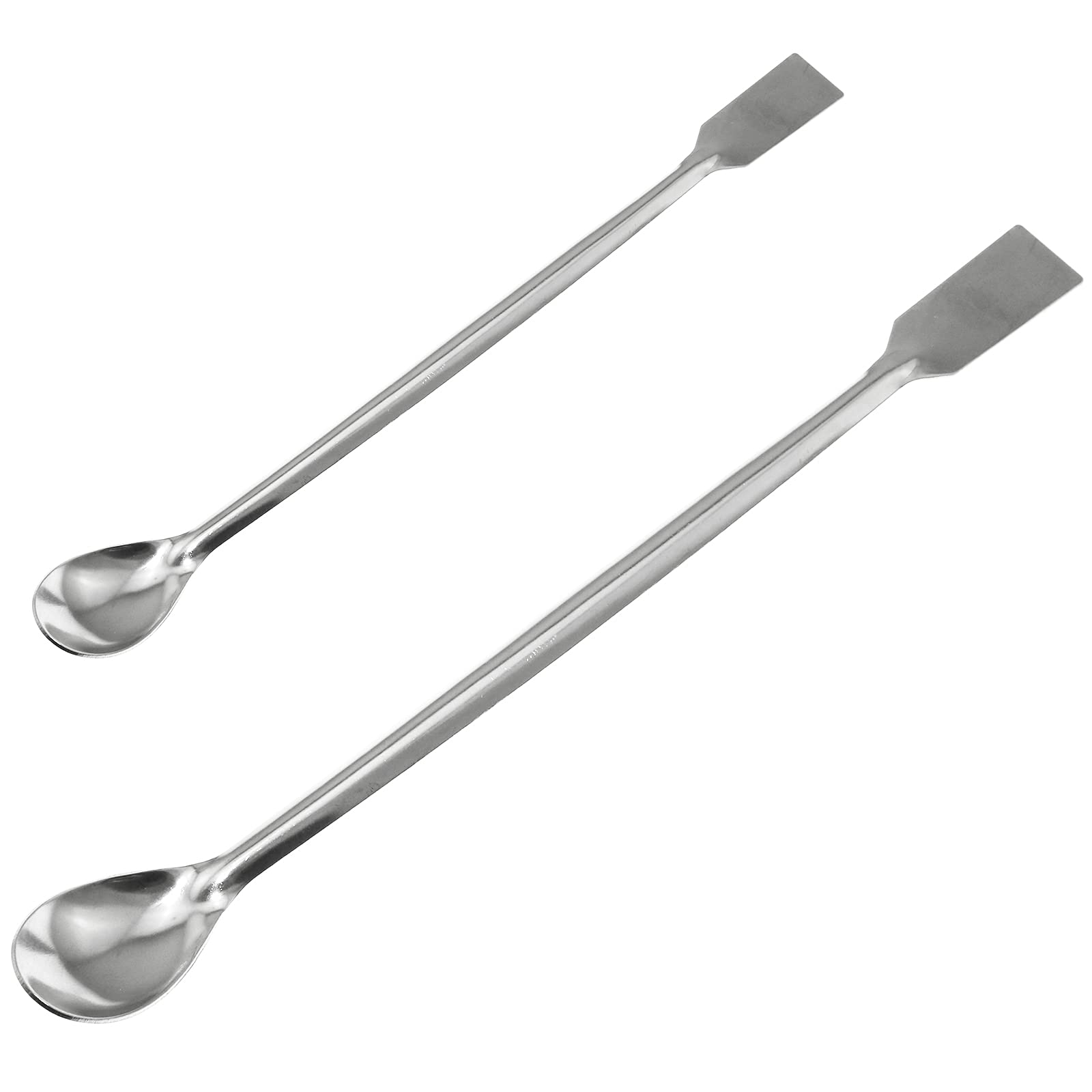 Lind Kitchen 2PCS 20cm/30cm Stainless Steel Lab Spoon Spatula Laboratory Sampling Spoon Mixing Spatula (One Spoon Side and One Shovel Side), Experiment Equipment