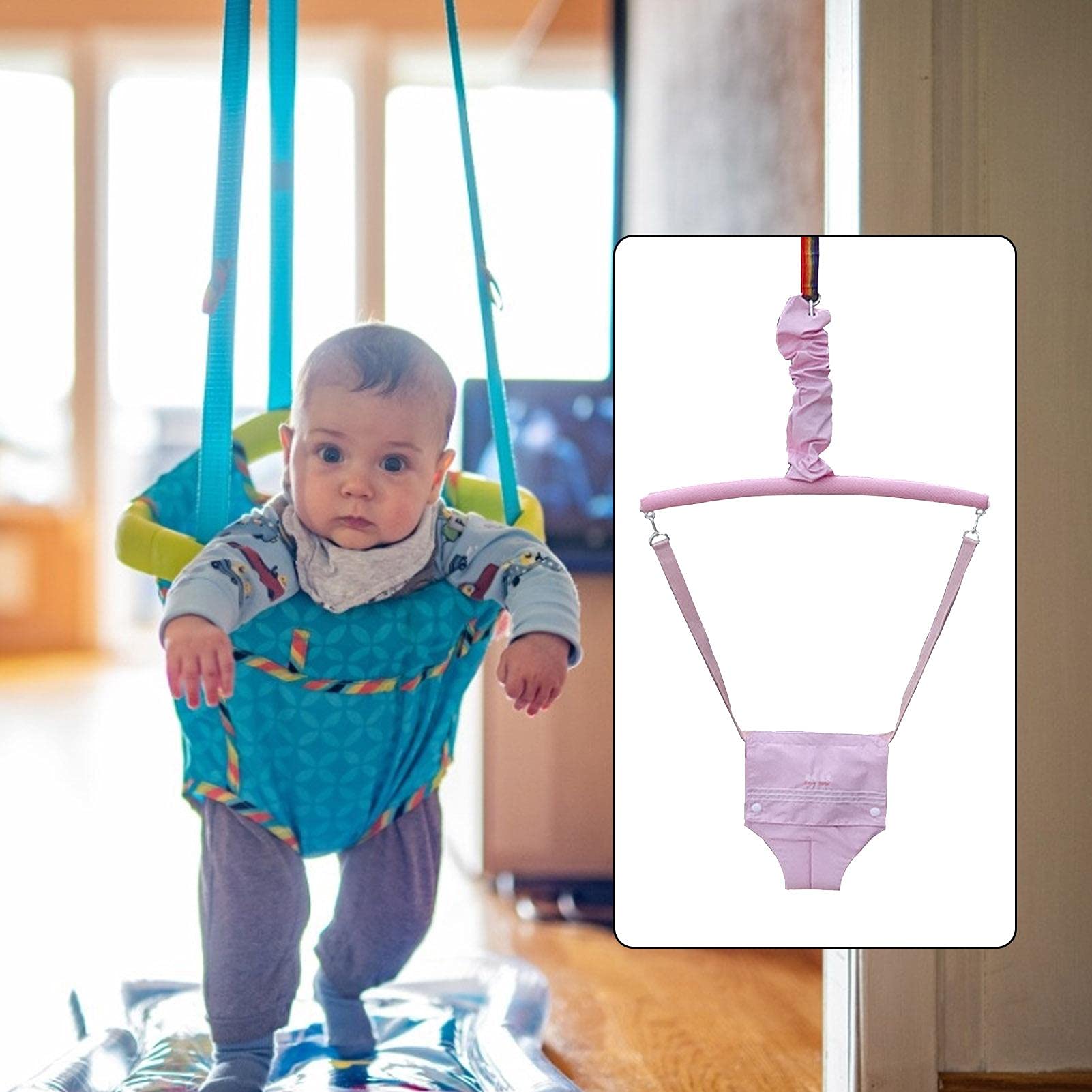 CargoTi Baby Jumper with Stand Baby Bouncer Easy Set-Up Baby Exerciser for Active Babies Suitable for Indoor and Outdoor Natural