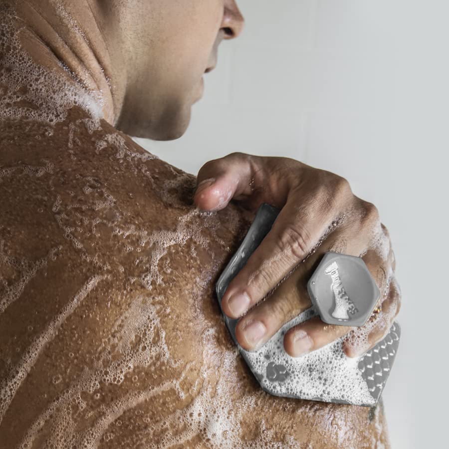 Tooletries - Body Scrubber - Silicone Exfoliating Scrubber - Bathroom & Shower Accessories for Men, Travel Essentials for Men - Durable & Long Lasting Body Wash Scrubber for Men - Grey
