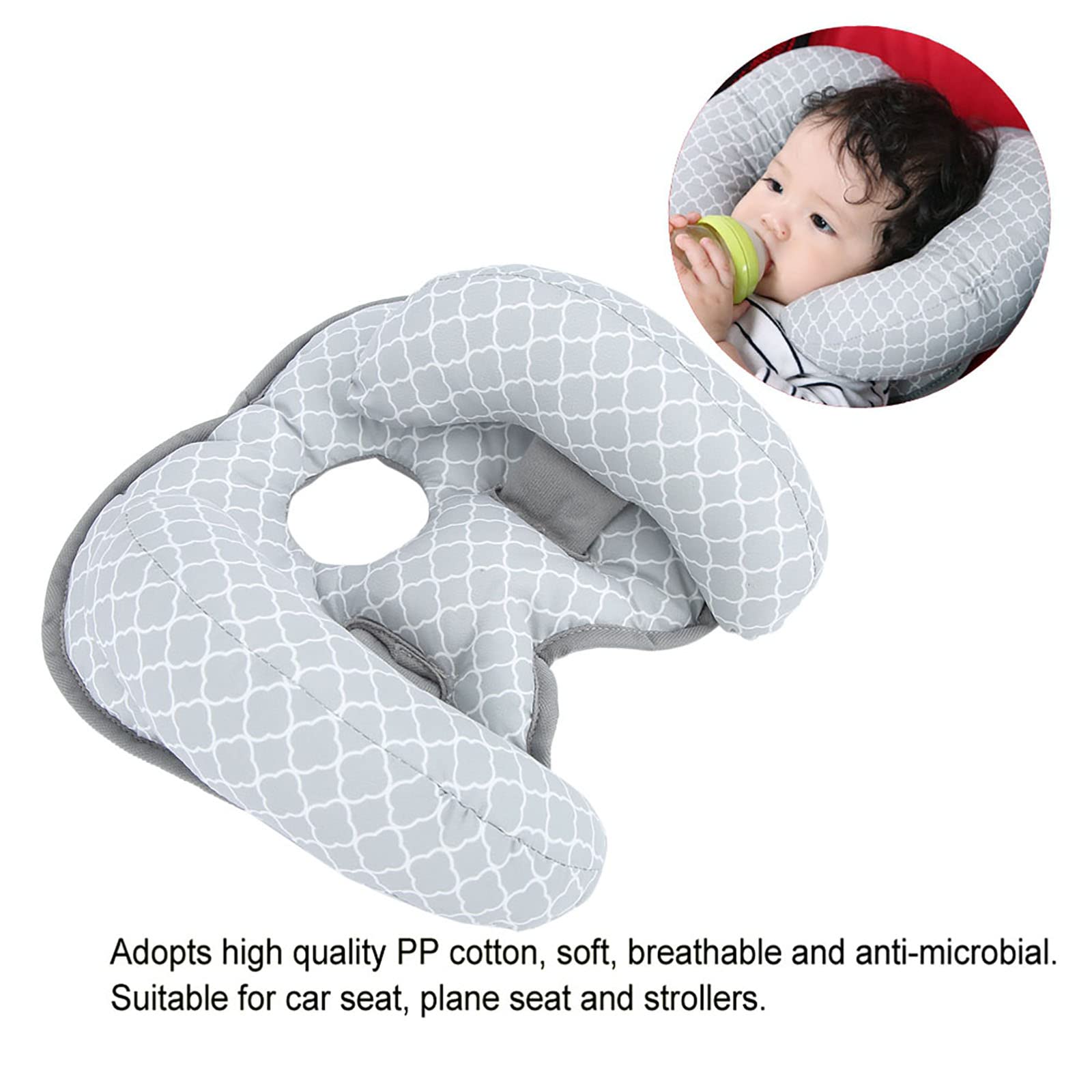 SH-RuiDu Portable Baby Seat Stroller Head Neck Support, Double Sided Baby Breathable Travel Pillow Cushion for Carseats Pushchair Pram Carrier Lounger