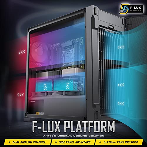 Antec P10 FLUX, F-LUX Platform, 5 x 120mm Fans Included, Reversible & Swing-Open Front Panel, Air-Concentrating Filter, 5.25" ODD, Fan-Speed Control, Sound-Dampening Side Panels, Mid-Tower Silent Case