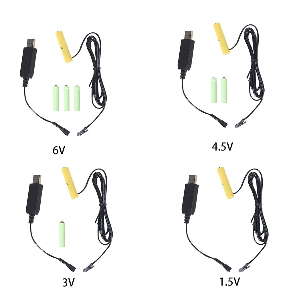 TINGLI LR3 3AAA 4.5V Battery Eliminator,USB Power Supply Replace 3pcs 1.5V Batteries,Battery Eliminate Cable for Clock Toys Holiday Lights Fan LED(Detachable), Black