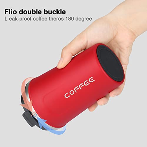 12 oz Stainless Steel Vacuum Insulated Tumbler - Coffee Travel Mug Spill Proof with Lid - Thermos Cup for Keep Hot/Ice Coffee,Tea and Beer (Red)
